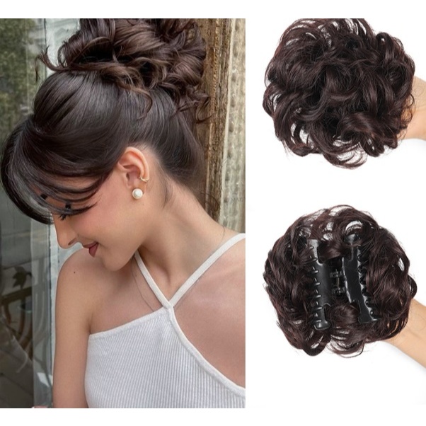 Jual jepit rambut cepol rambut palsu wig sanggul tambahan rambut halus ...