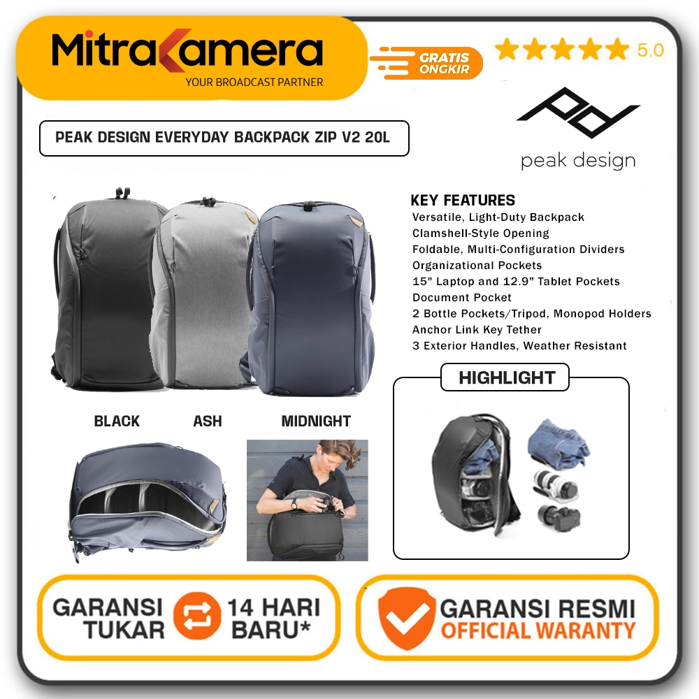Jual Peak Design Everyday Backpack Zip V2 20L | Shopee Indonesia