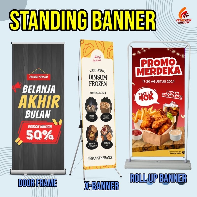 Jual STANDING BANNER X BANNER ROLL UP BANNER DOORFRAME STYLE BANNER ...