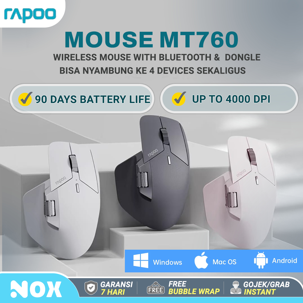 Jual Rapoo MT760 Wireless mouse Bluetooth 2.4ghz Multi devices windows Mac OS /IOS/Android ...