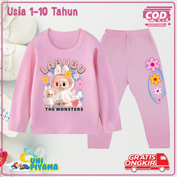 Jual Baju Tidur Labubu dan Rabbit Stelan Panjang Anak Cewek usia 1-10Tahun 1568 | Shopee Indonesia