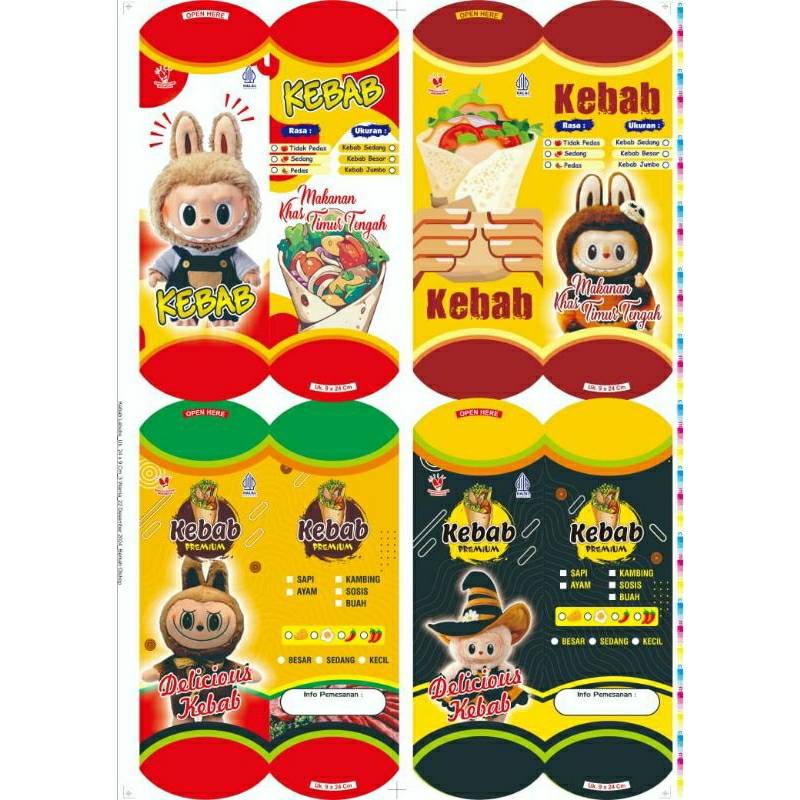 Jual kardus kebab/bungkus kebab motif labubu 24x9 isi 100 | Shopee ...