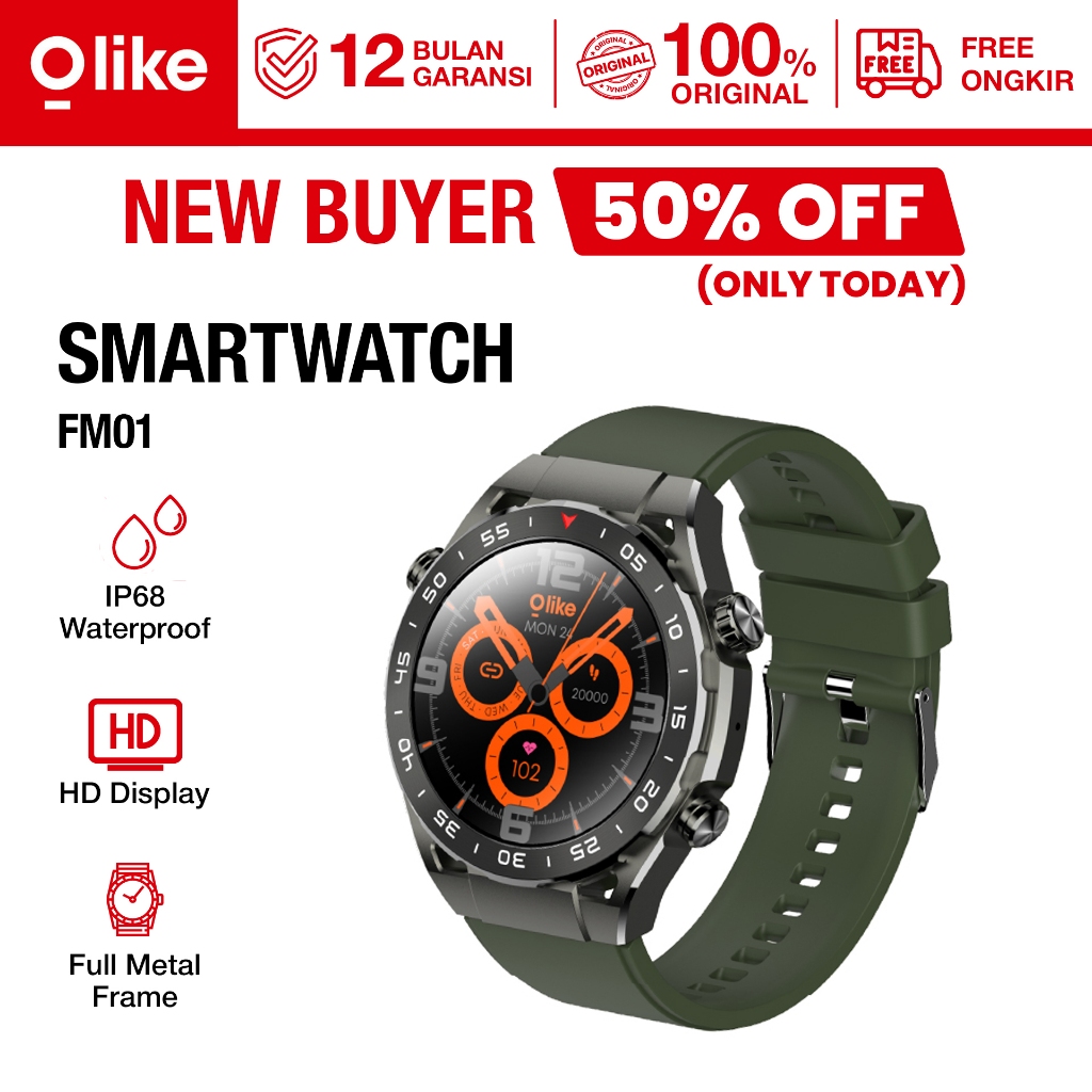 Jual Olike Atlas FM01 Smartwatch HD | GARANSI RESMI | Jam Tangan Pria Sport Waterproof | Shopee ...