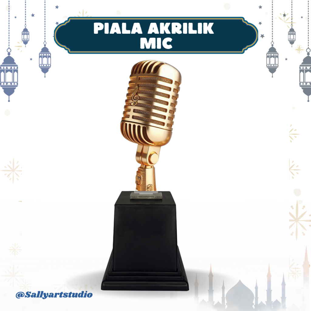 Jual Piala Akrilik Bentuk Mic Plus Tatakan Microphone Lomba Nyanyi ...