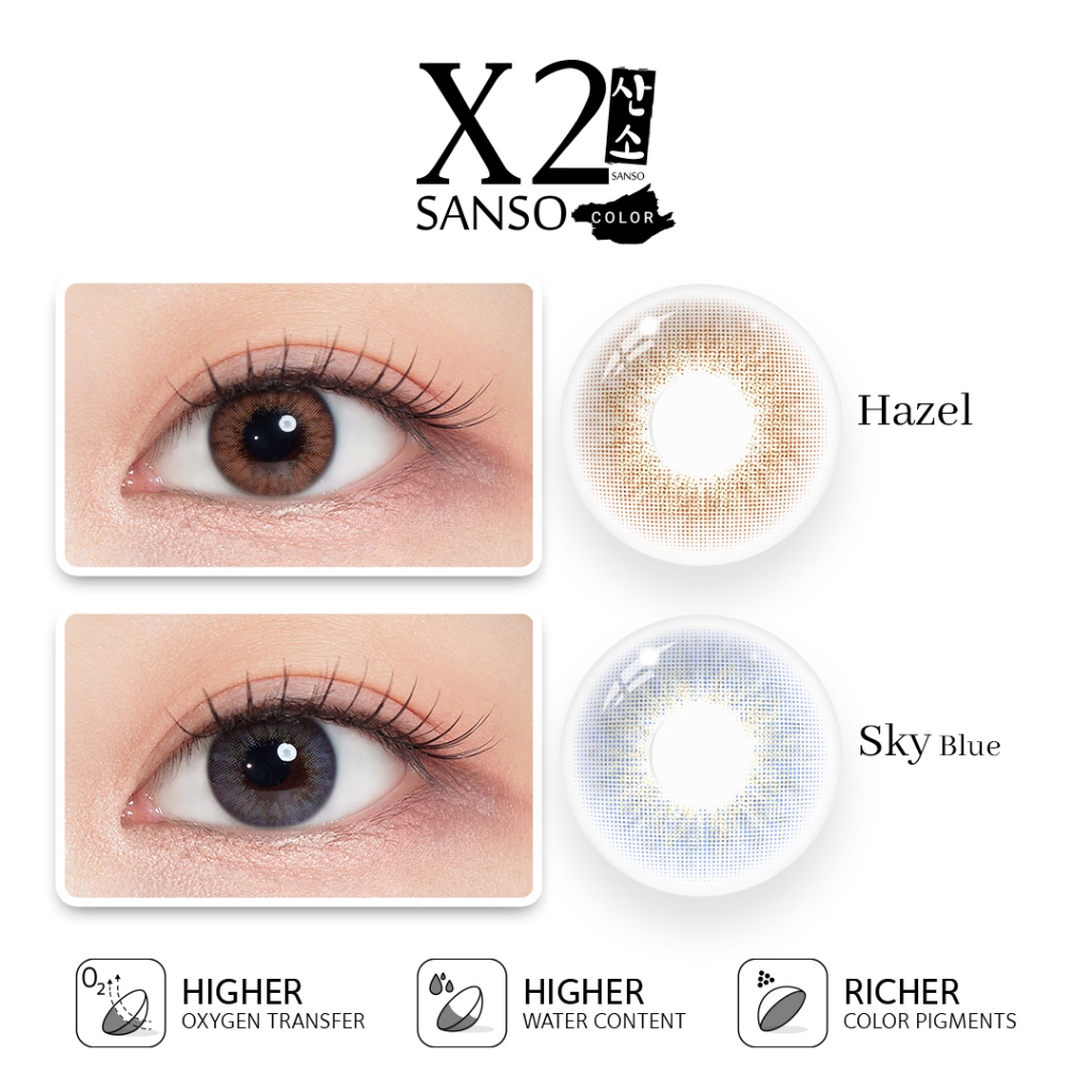 Jual X2 Sanso Color - Hazel | Sky Blue | X2 Softlens | Soflen Biru ...