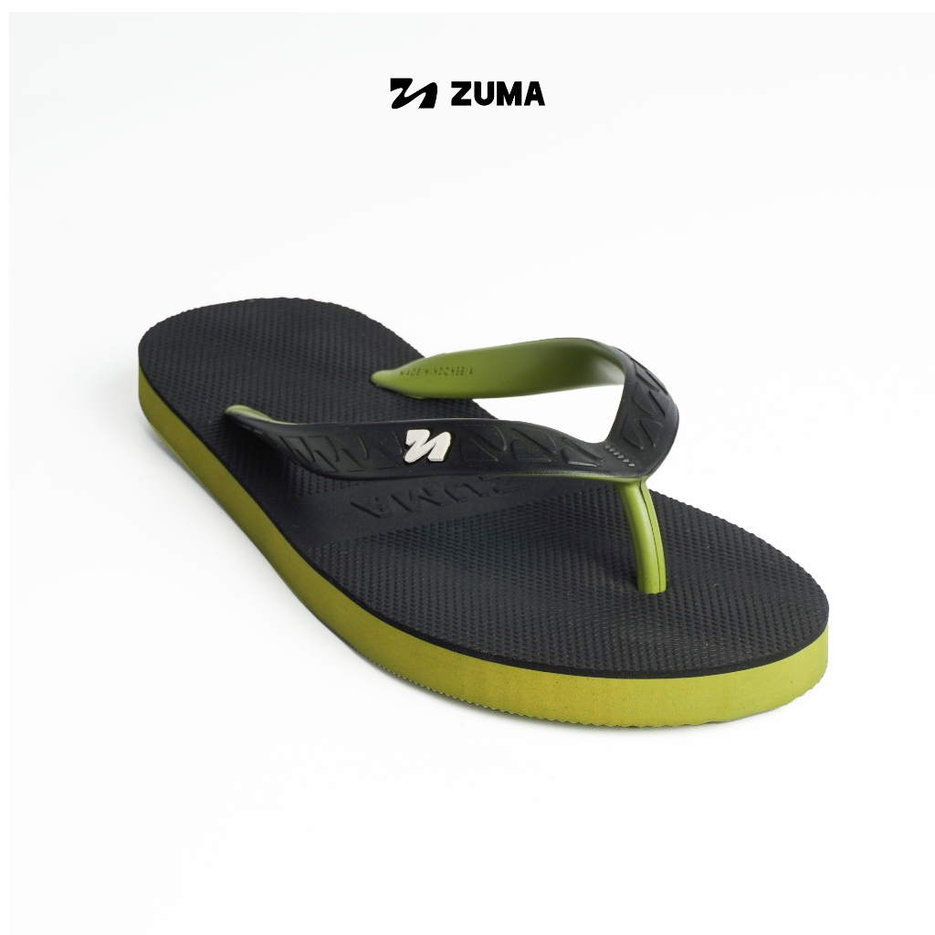Jual Zuma Men Black Series 4 Olive Green, Sandal Jepit Pria Karet Polos ...
