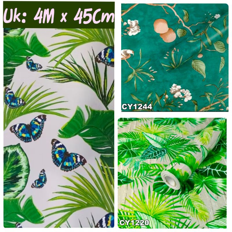 Jual Wallpaper Motif Daun Bambu Wallpaper Salur Hijau Wallpaper Motif Alam Sticker Dinding ...