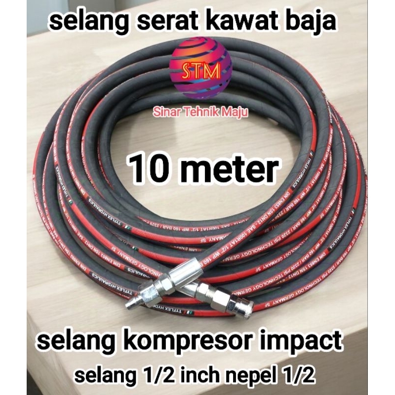 Jual selang angin kompresor impact selang 1/2 panjang 10 meter selang ...