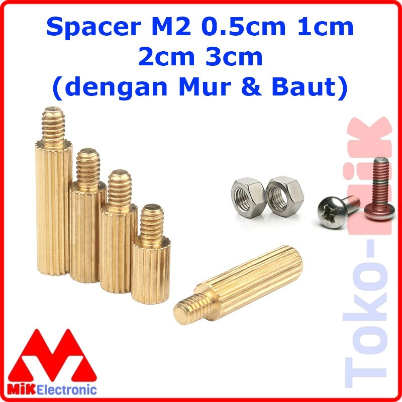 Jual Spacer Logam Besi Kuningan M2 2mm Tinggi 0.5cm 1cm 2cm 3cm | Shopee Indonesia