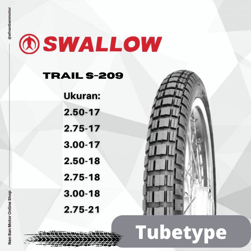 Jual BAN MOTOR SWALLOW TRAIL S-209 UKURAN 250-17, 275-17, 300-17, 250 ...