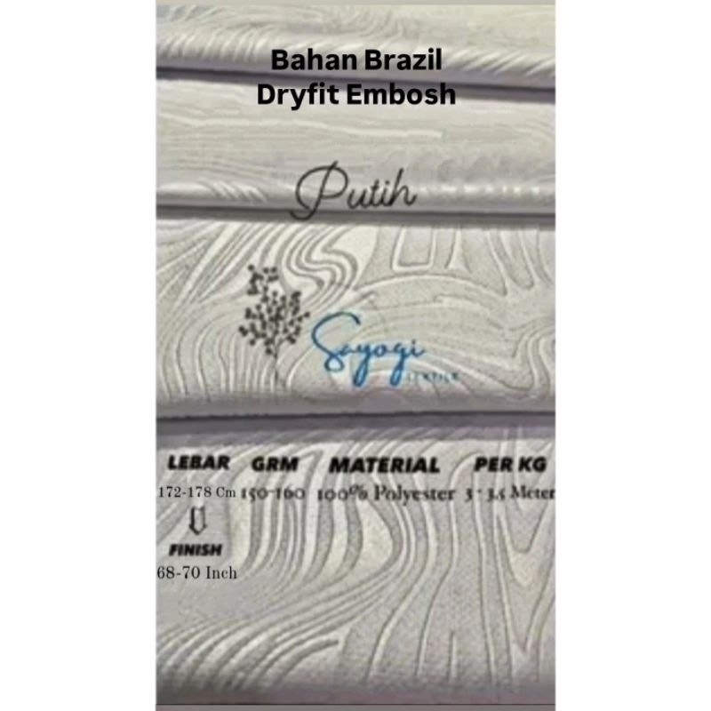 Jual KAIN BAHAN BRAZIL DRYFIT EMBOSH TOPO HARGA KILOAN | Shopee Indonesia