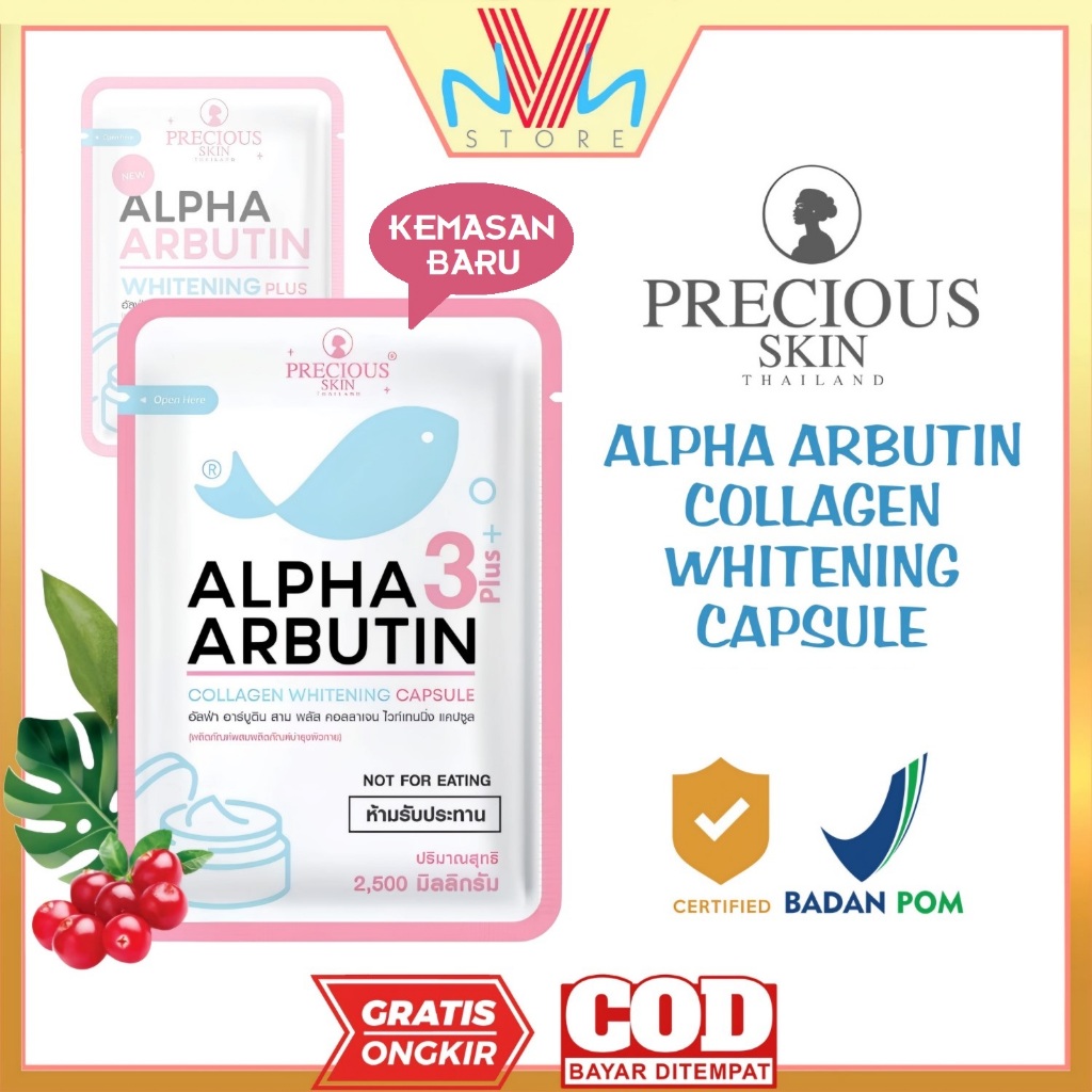 Jual PRECIOUS SKIN ALPHA ARBUTIN WHITENING PLUS 10 kapsul - 3 PLUS ...