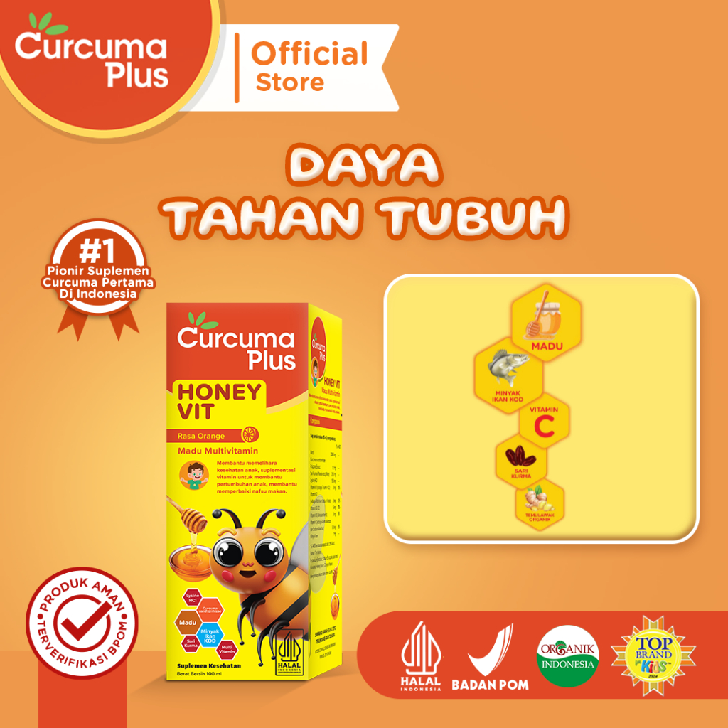 Jual Curcuma Plus Honey Vit Sirup Multivitamin Anak Rasa Jeruk 100ml ...