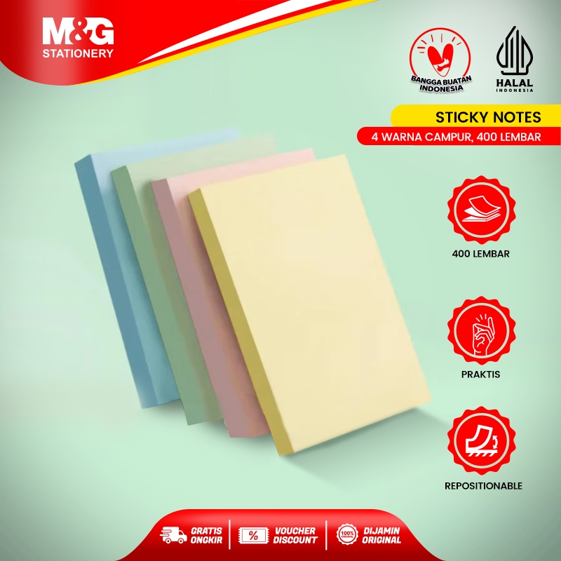 Jual M&G Sticky Notes 3"x2" Warna Pastel Menempel Kuat notepad 4 colors ...