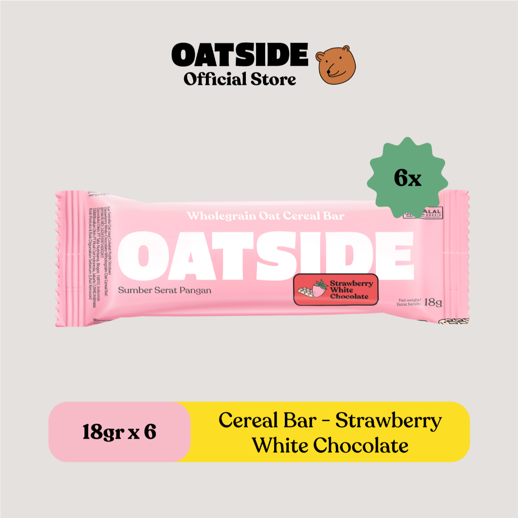 Jual OATSIDE Oat Cereal Bar Strawberry White Chocolate 18gr (6pcs ...