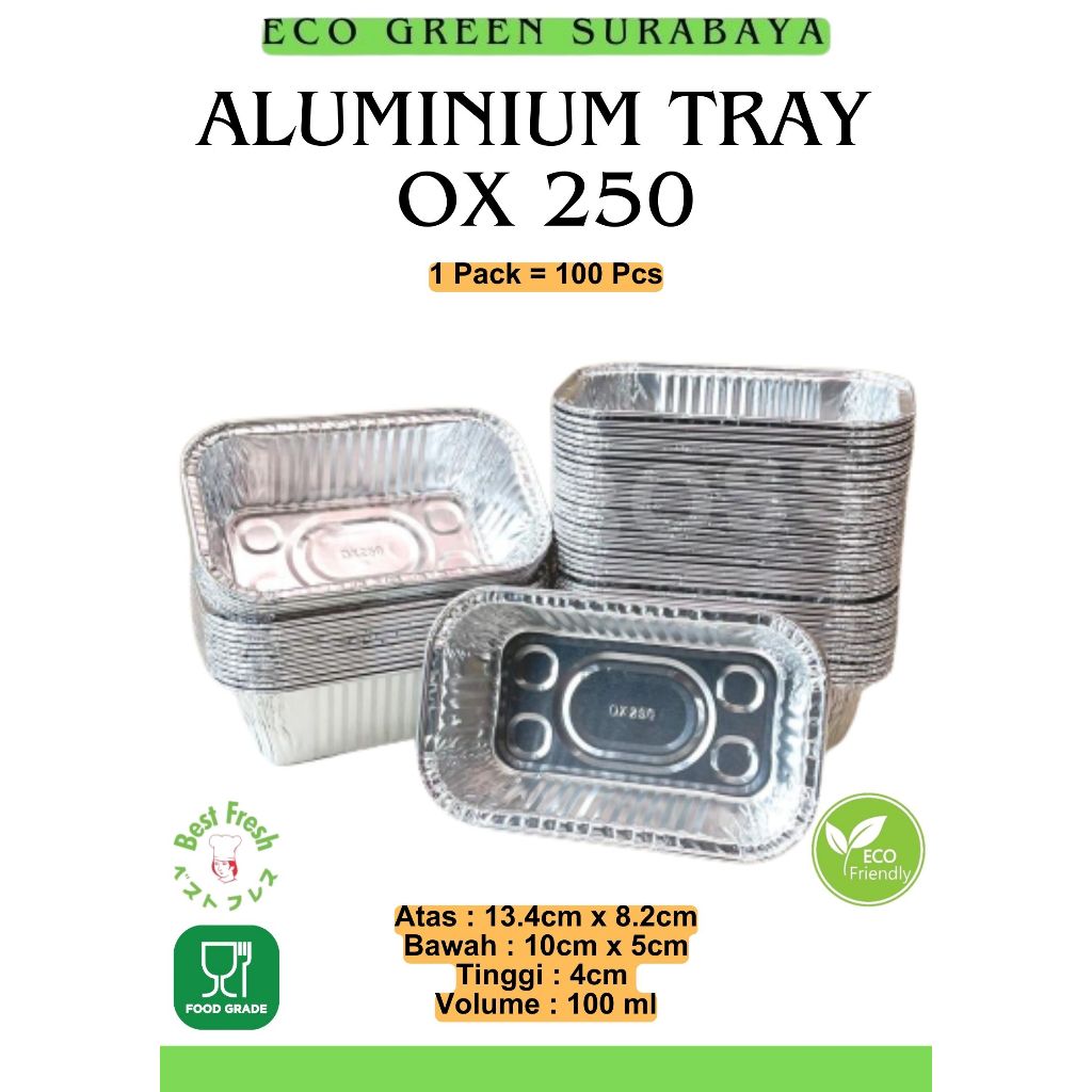 Jual Alumunium foil tray OX 250 tanpa tutup & dengan tutup / OX-250 lasagna macaroni schotel ...