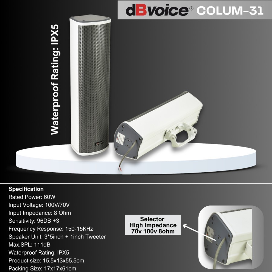 Jual Speaker Pasif Column Dbvoice Colum 31 Original Waterproof Rating ...