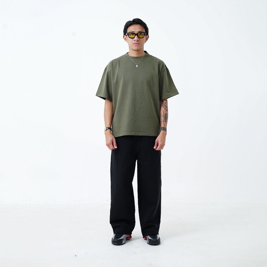 Jual All Around Faded Boxyfit Tshirt Olive 235GSM | Shopee Indonesia