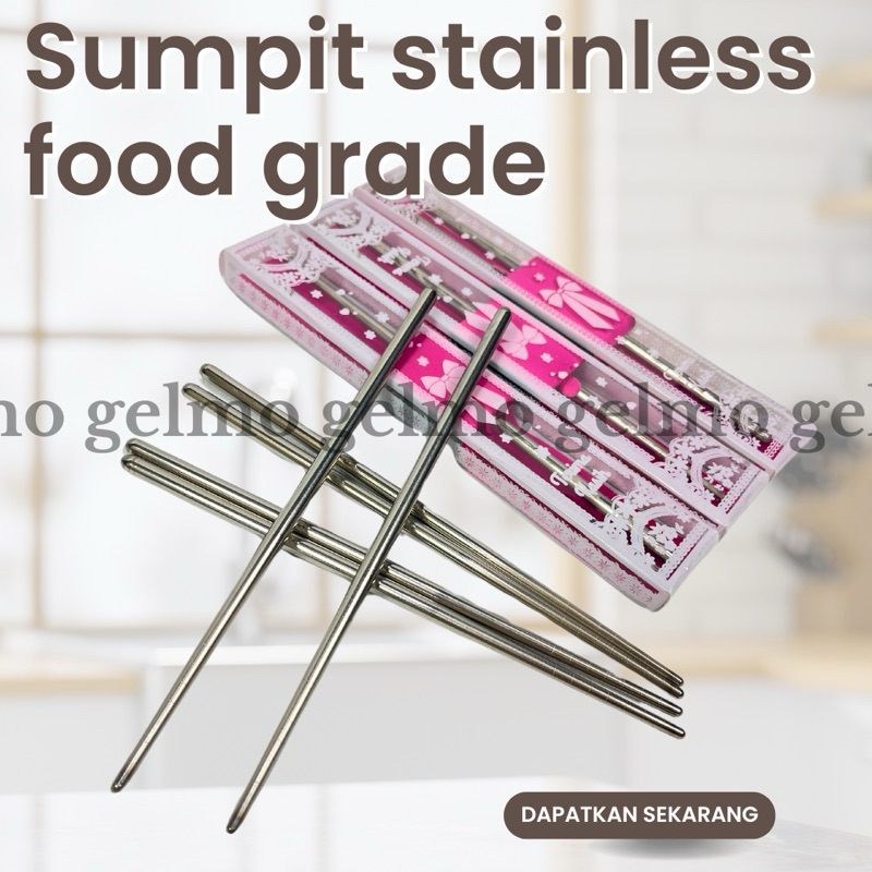 Jual 3pcs Sumpit stainless steel food grade alat makan premium korea ...
