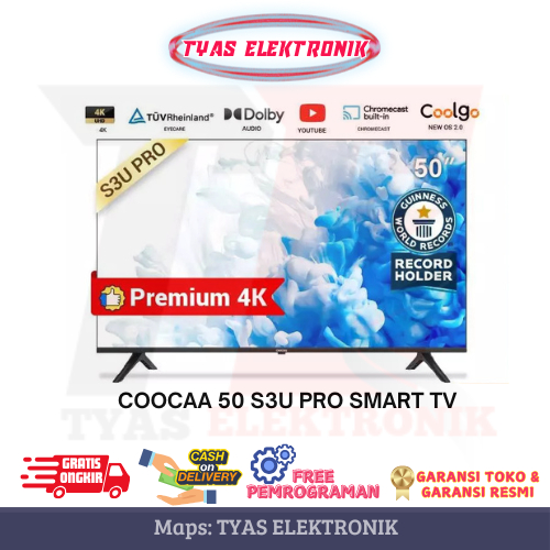 Jual COOCAA 50 inch Smart TV - Digital TV - 4K - UHD - Dolby Audio - HDMI/USB/AV/LAN - HDR10 ...