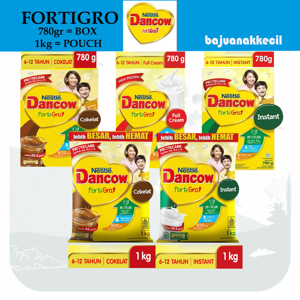 Jual Dancow Fortigro 1kg & 780gr Full Cream Coklat Instant Susu Bubuk ...