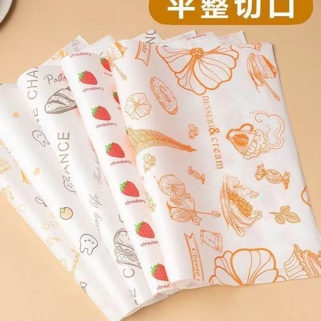 Jual kertas roti motif / wax paper / baking paper motif 28x38cm ...
