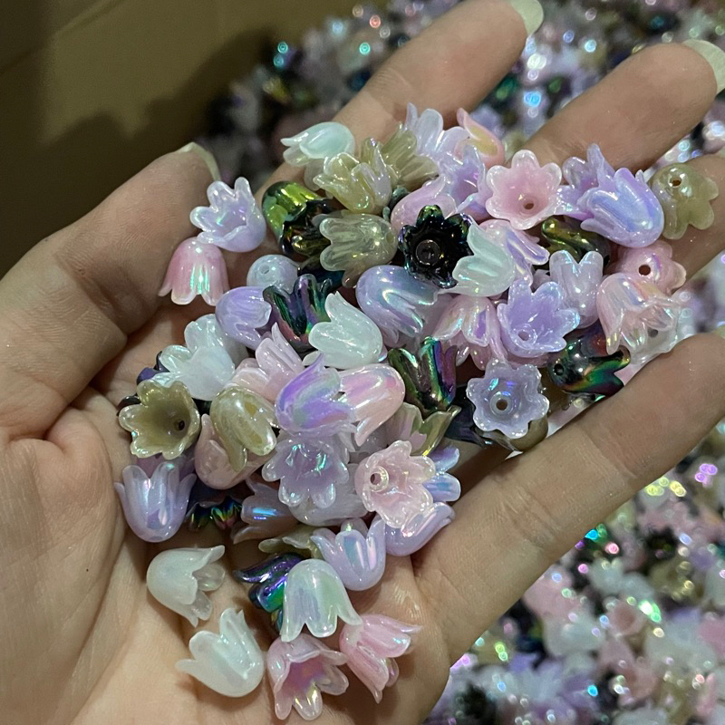 Jual manik TULIP bunga glossy premium per warna dan mix warna | Shopee ...