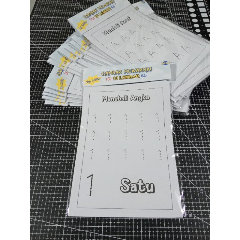 Jual 10 Lembar Kertas Gambar Menebali Angka Ukuran A5 Kertas HVS 75Gsm ...