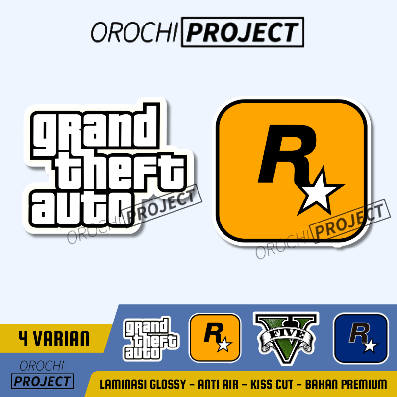 Jual Sticker Stiker Brand Logo Game GTA Grand Theft Auto Rockstar Vinyl ...