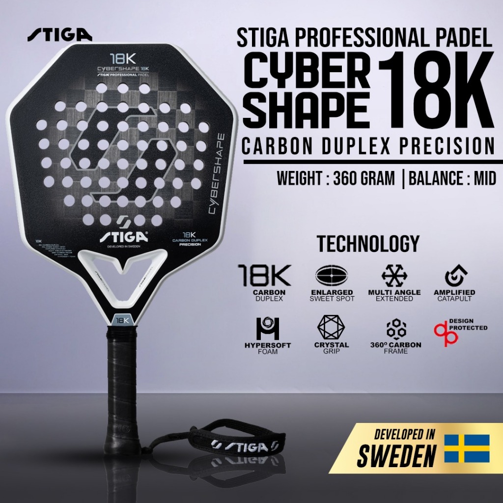 Jual Raket Padel Tenis Tennis Stiga Professional Padel Cybershape 18K ...