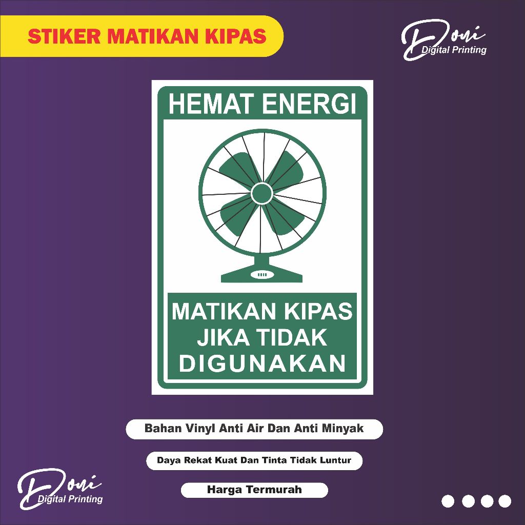 Jual Stiker Matikan Kipas Angin / Stiker Hemat Energi Matikan Kipas ...