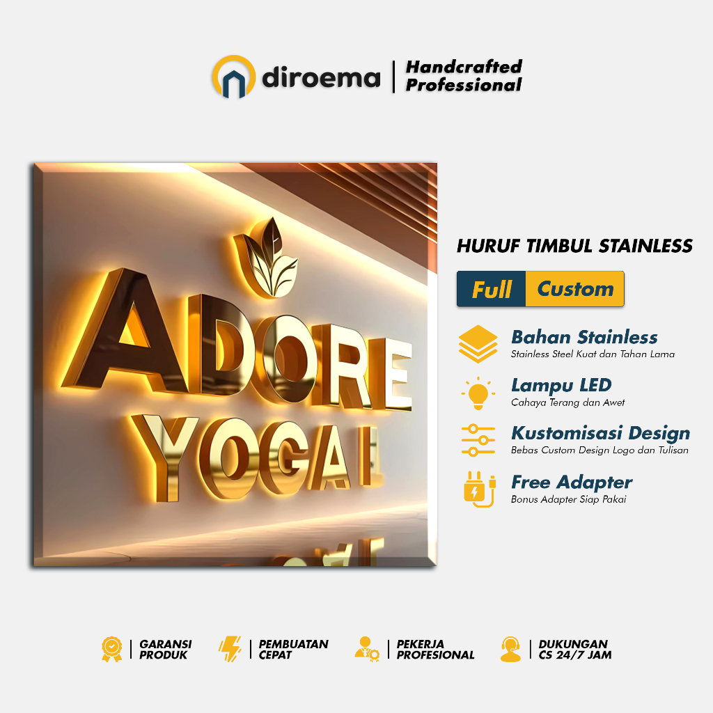 Jual Huruf Timbul Stainless Steel LED | Letter Timbul Nyala | Letter ...