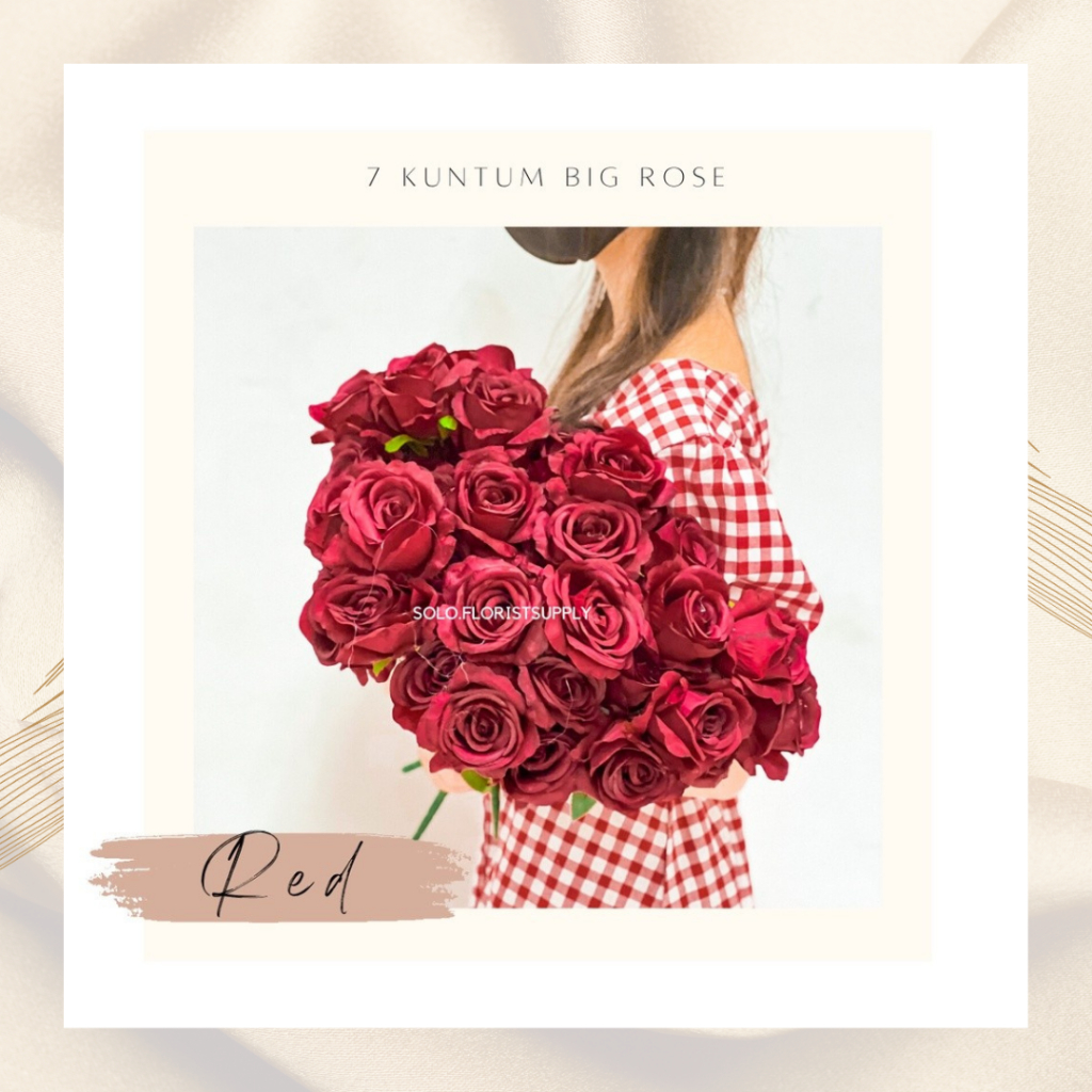 Jual [NEW] 7 KUNTUM BIG ROSE BUSH Bunga Mawar x7 Impor Rose Paris Kombinasi x10 Bunga Artificial ...