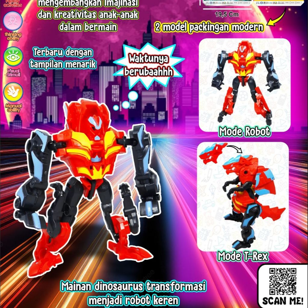 Jual MAINAN ROBOT TRANSFORMASI DINOSAURUS 2 IN 1 BERUBAH ROBOT / MAINAN ...