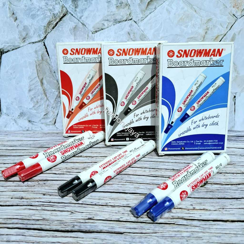Jual SPIDOL SNOWMAN WHITEBOARD HITAM/BIRU/MERAH / ENCER 3 PCS/ 6 PCS ...