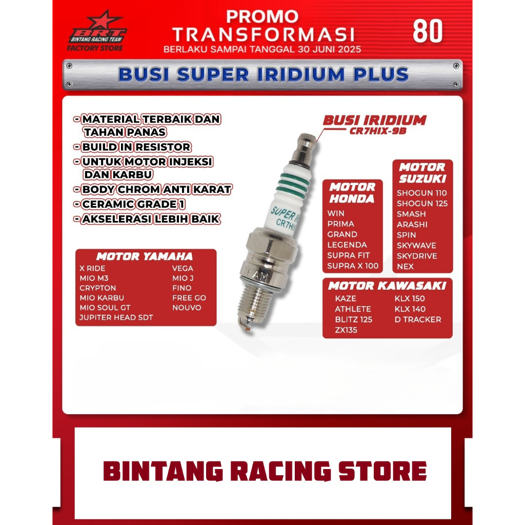 Jual BUSI BRT Super Iridium CR7HIX-9B Yamaha Mio Honda Grand Suzuki Smash | Shopee Indonesia