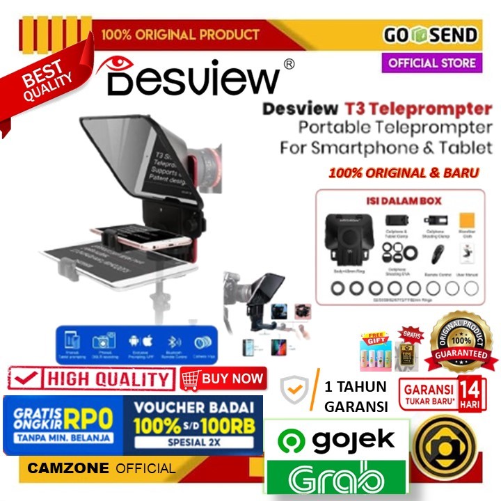 Jual Desview T3 Broadcast Teleprompter Camera Smartphone Tablet Garansi ...