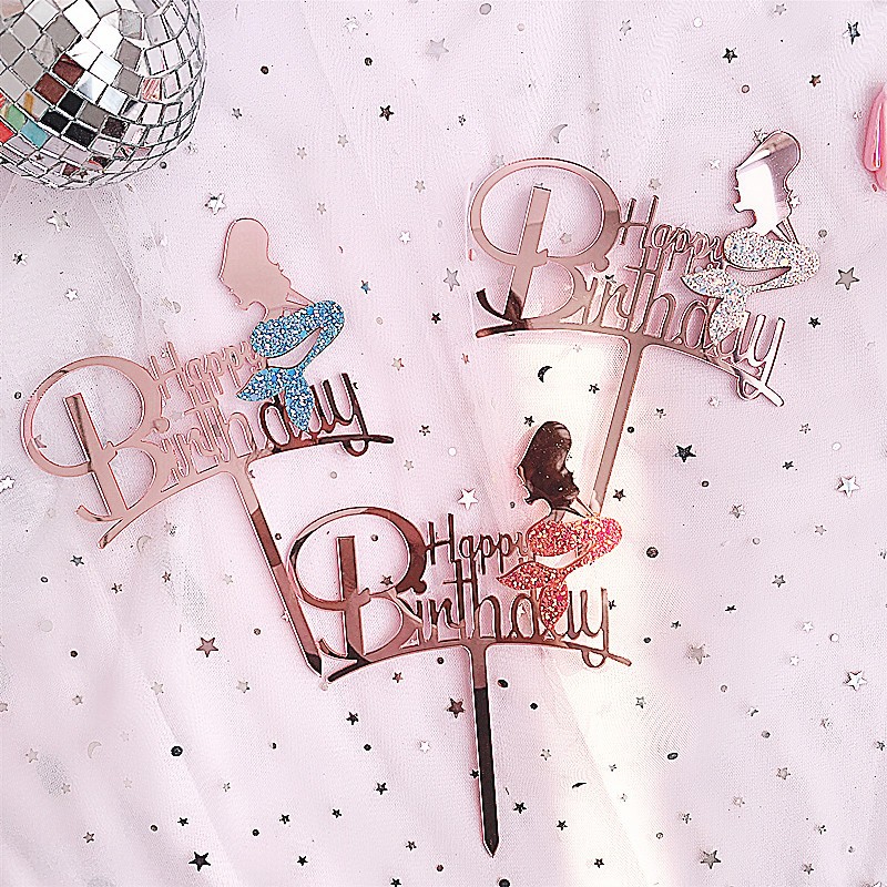 Jual Aurora51 Akrilik Happy Birthday Mermaid / Topper Cake Ekor Duyung ...