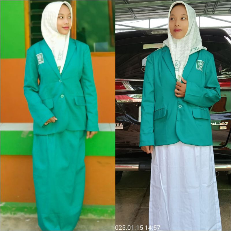 Jual Setelan jas Fatayat NU Rok floy + logo bordir warna tosca Fatayat ...