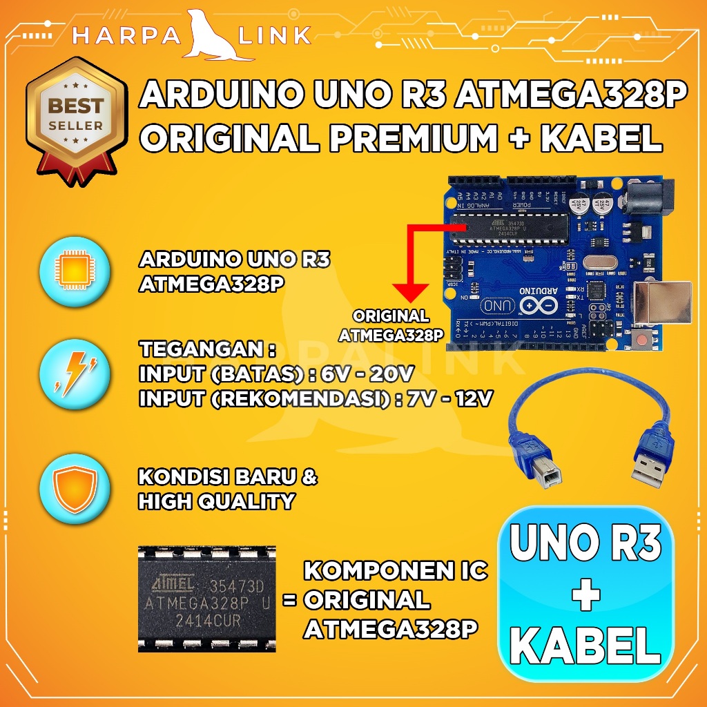 Jual Uno R3 Arduino Uno Compatible Atmega328p Dengan Kabel New