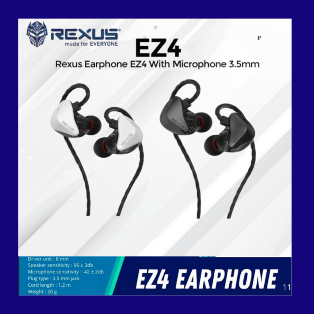 Jual Rexus Earphone Gaming EZ4 With Microphone 3.5mm | Shopee Indonesia
