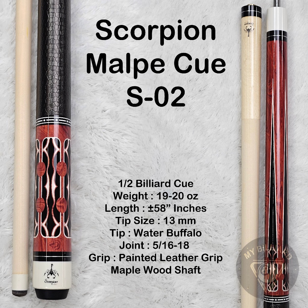 Jual Scorpion Cue Stick Billiard S-02 13 mm - Stik Billiar Maple Wood ...