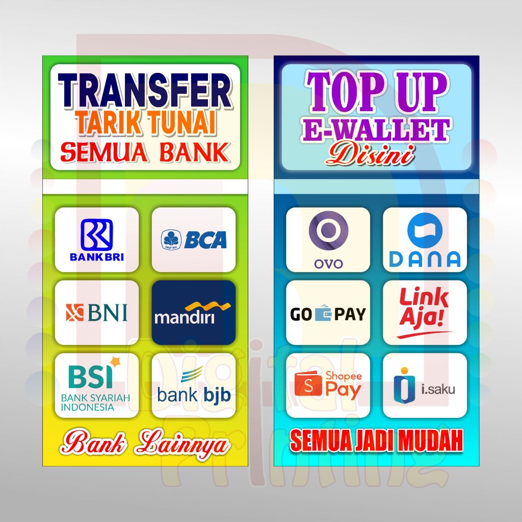 Jual CETAK BANNER KONTER TARIK TUNAI DAN TRANSFER TIPE Q | Shopee Indonesia