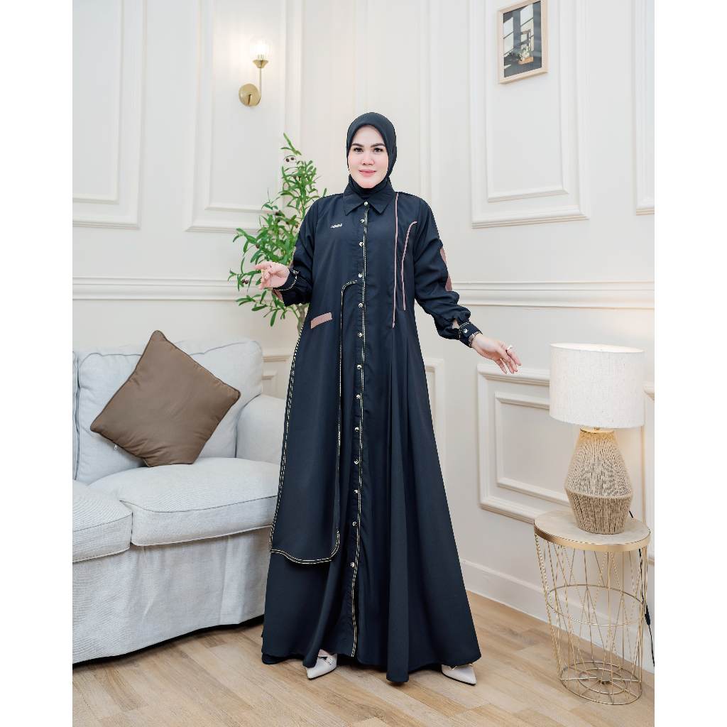 Jual Heraya- Fateema Dress Gamis kombinasi warna | Shopee Indonesia