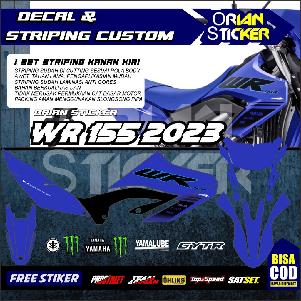 Jual striping yamaha wr 155 2023/2024 original warna biru putih stiker ...