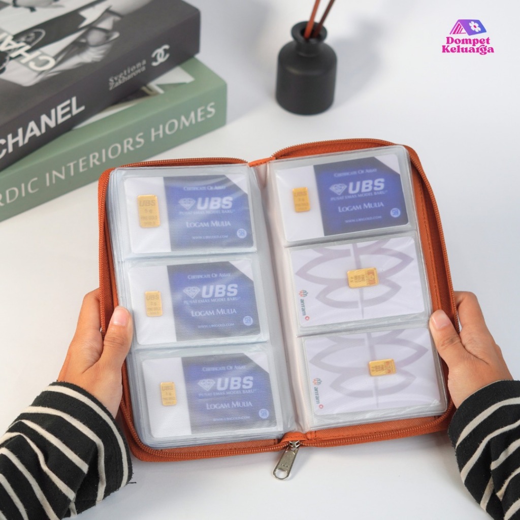 Jual Dompet Keluarga - Dompet Logam Mulia Album Antam Tempat Penyimpanan Emas 60 Slot - Tan ...