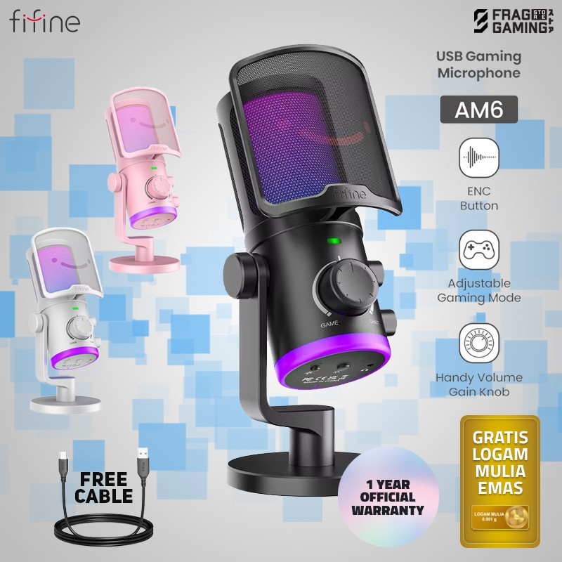 Jual FIFINE Microphone AM6 Condenser Mic with Game/Chat Mix Noise Suppression Monitoring I/O ...