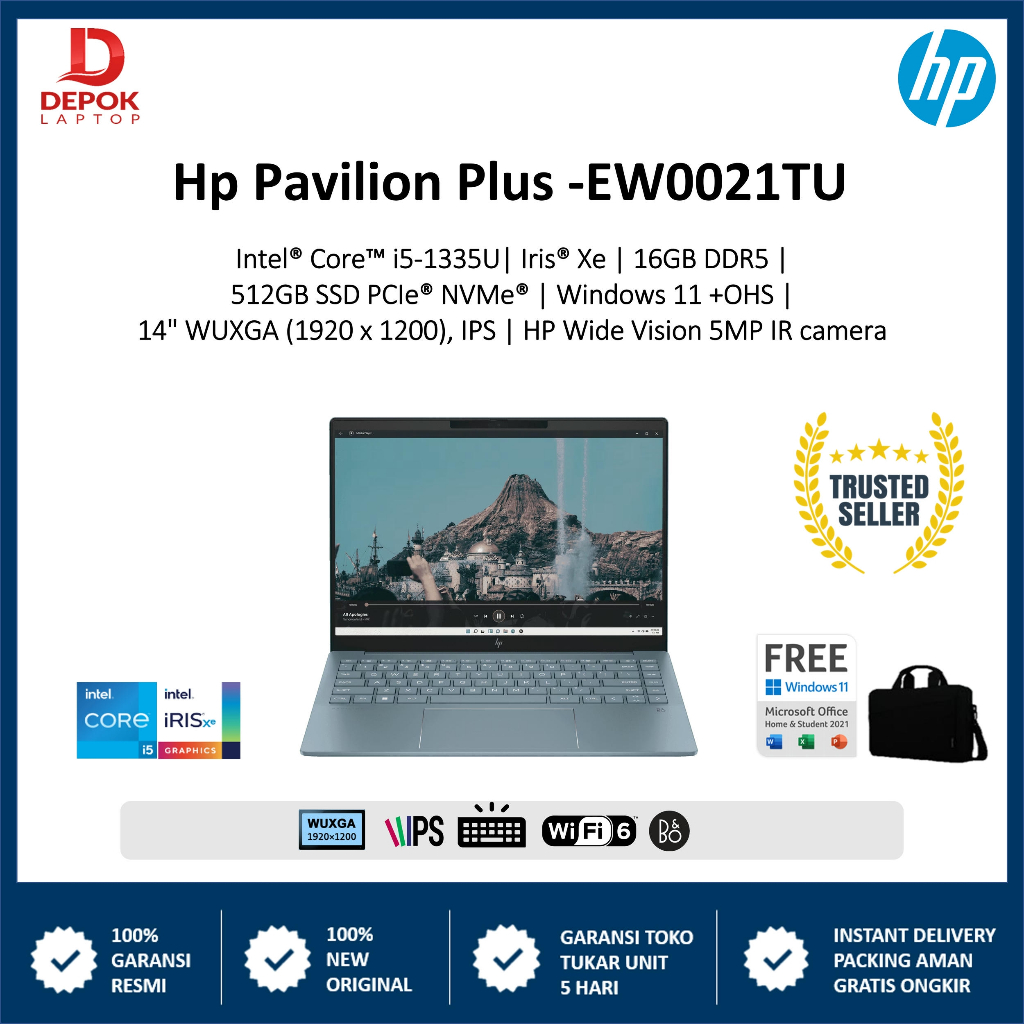 Jual Hp Pavilion Plus 14 i5 1355U 16GB 512GB SSD Windows 11 +OHS 14 ...