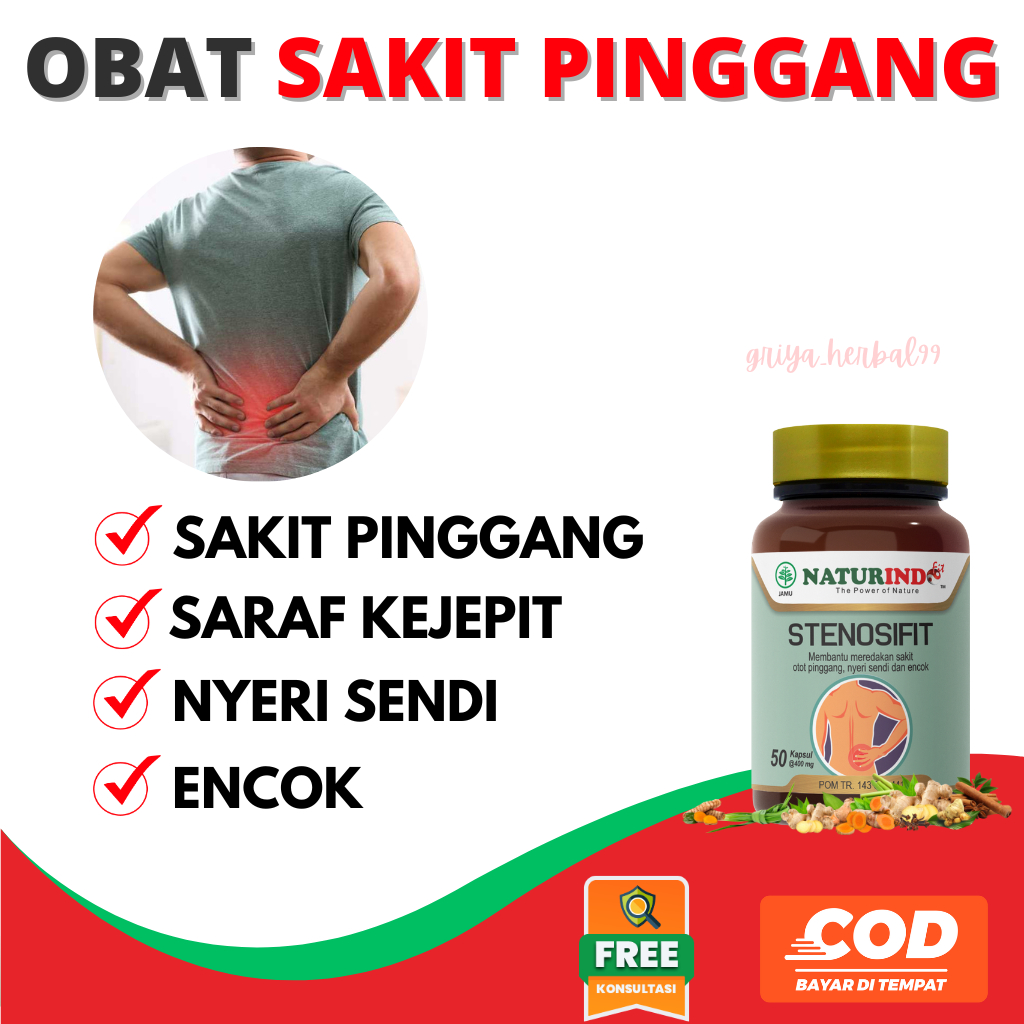 Jual Obat Sakit Pinggang Saraf Kejepit Menjalar Kaki Bokong Encok Pengel Linu Stenosifit ...