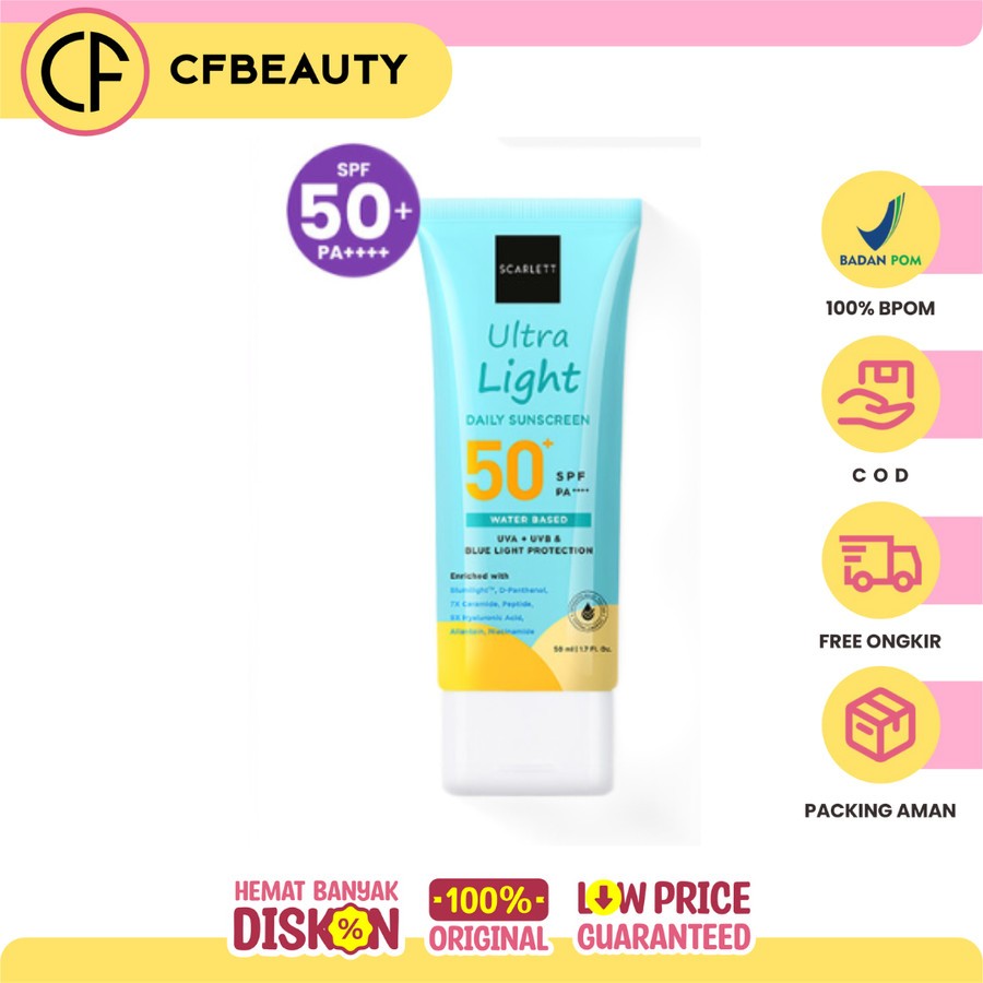 Jual Scarlett Whitening Ultra Light Daily Sunscreen SPF 50+ PA++++ | Shopee Indonesia